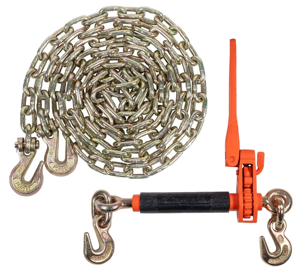 Ratchet Chain Binder Kit – 5/16"-3/8" Quick Ratchet Folding Load Binder ...