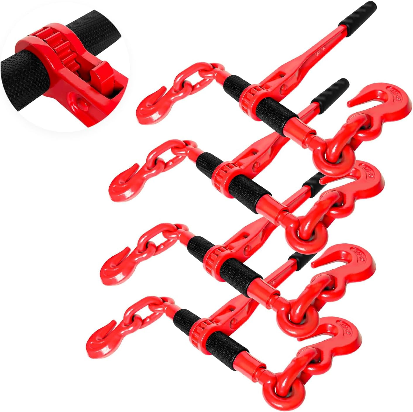 Ratchet Chain Binders 1/2'' - 5/8'' | 4 Pack Load Binder with 2 Grab ...