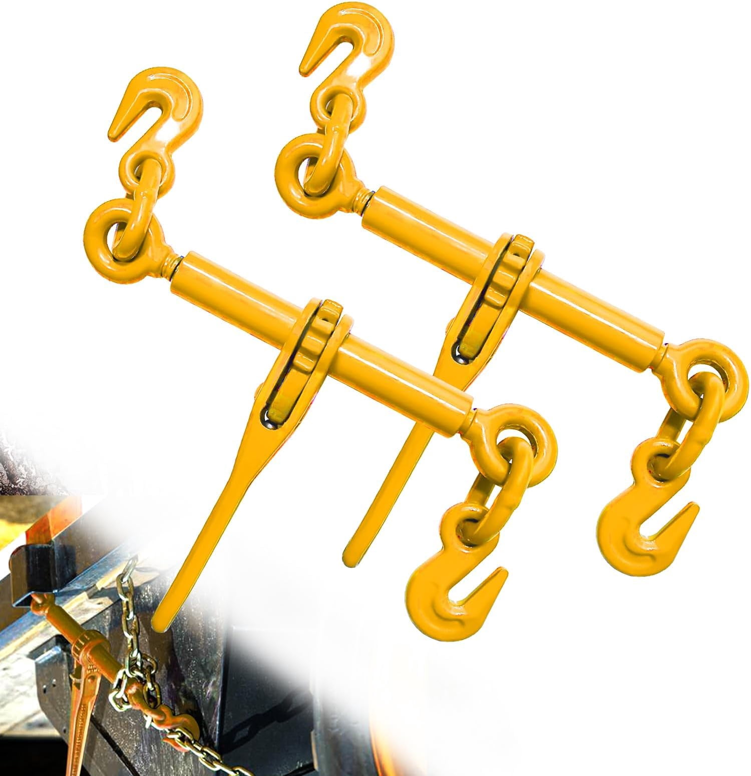 Ratchet Chain Binders 1/4''- 5/16'', Load Binder with G70 Grab Hooks ...