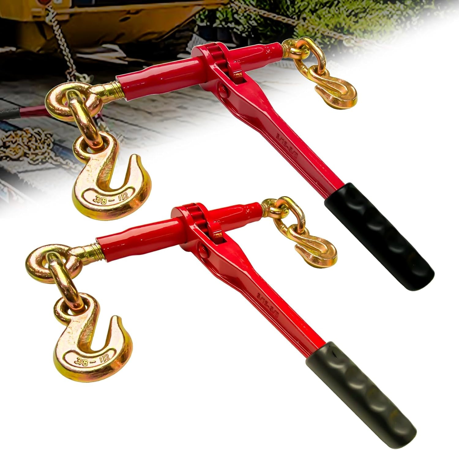 Ratchet Chain Binders 3/8'' - 1/2'' | 2- Load Binders w/Clevis Hooks ...