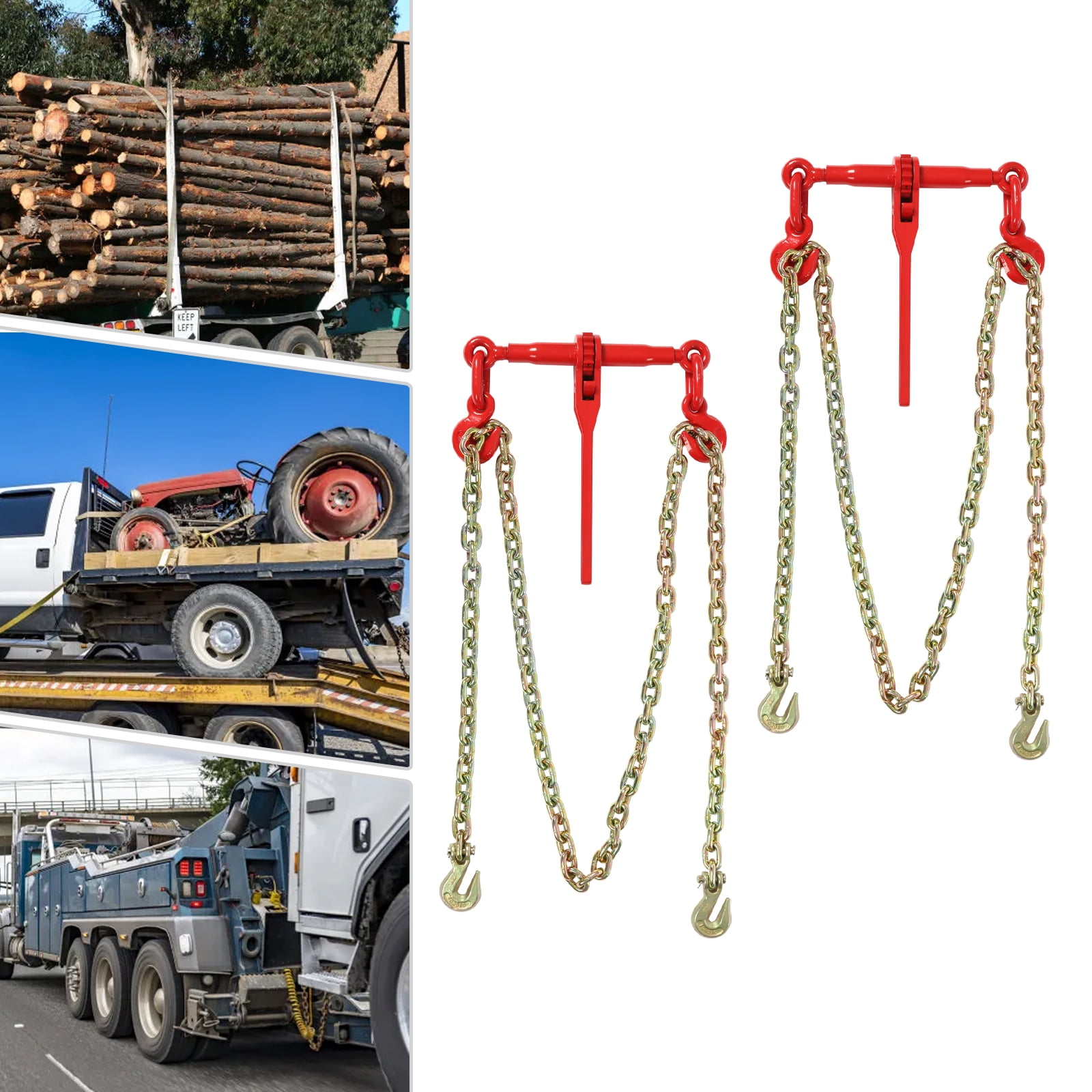 Ratchet Chain and Load Binder Kit with 6000lbs Tension Force, 3/88FT ...