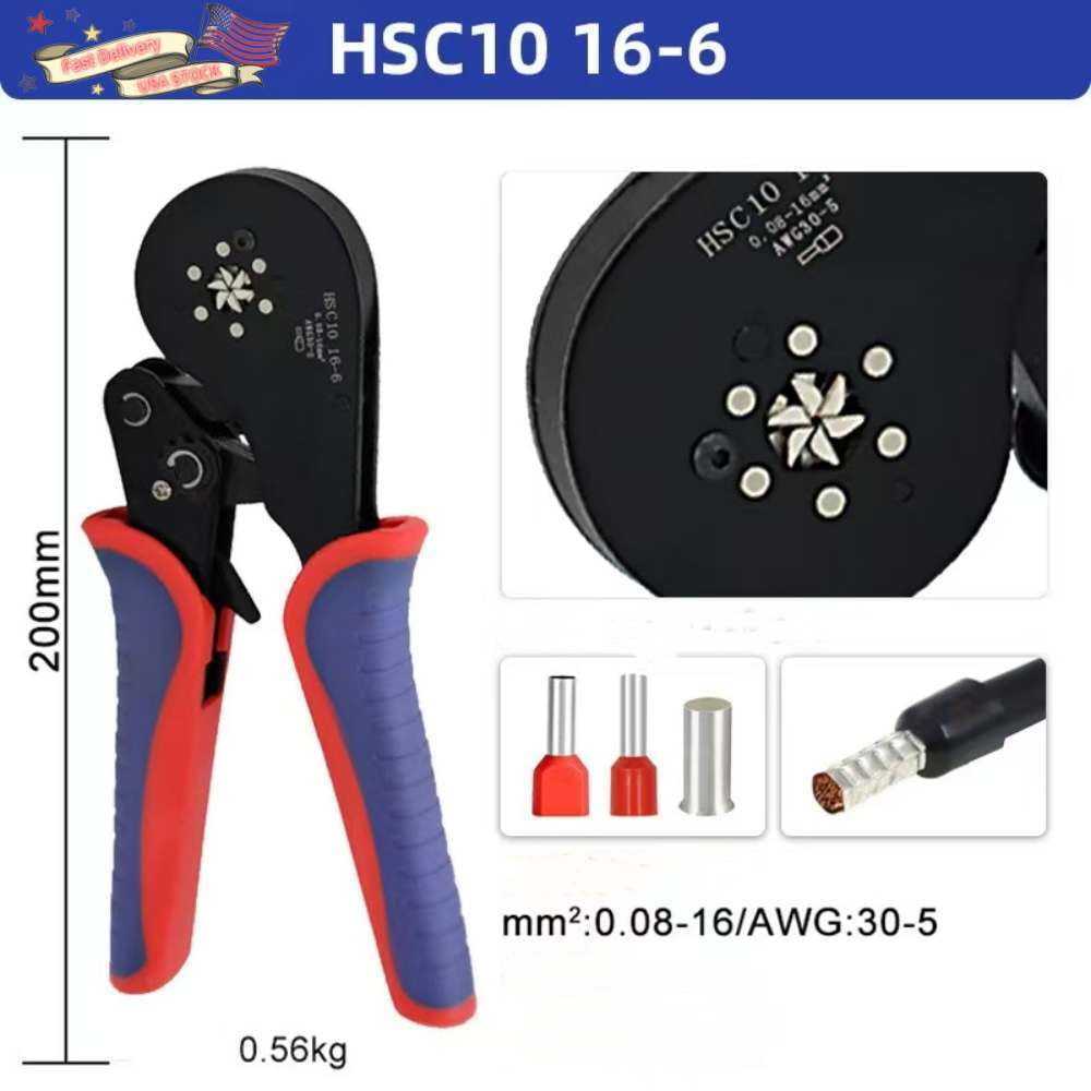 Ratchet Crimper Hexagonal Plier 16-6 Wire Ferrule Crimping End Sleeves ...