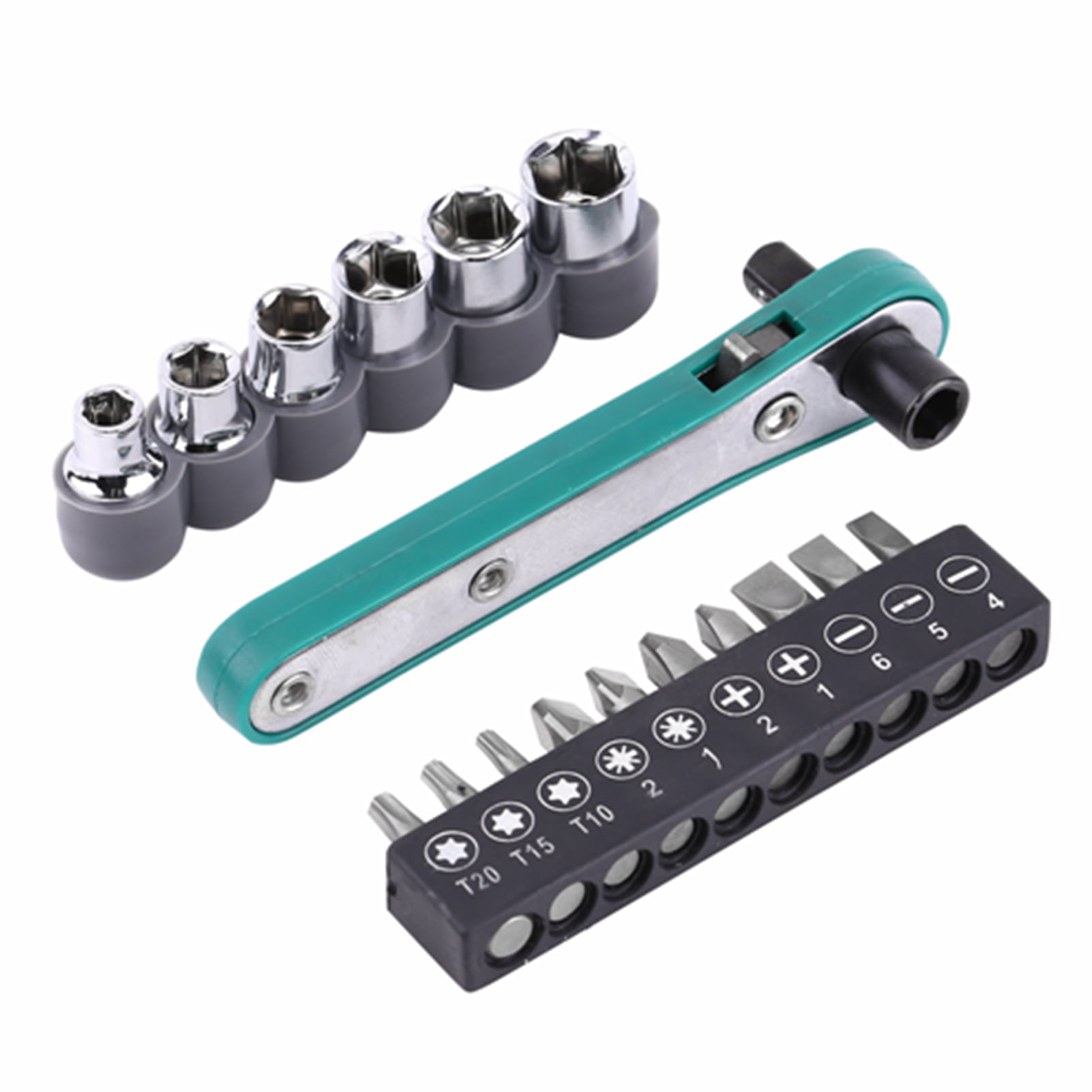 Ratchet Handle Screwdriver with Interchangeable Driver Bits and Sockets ...