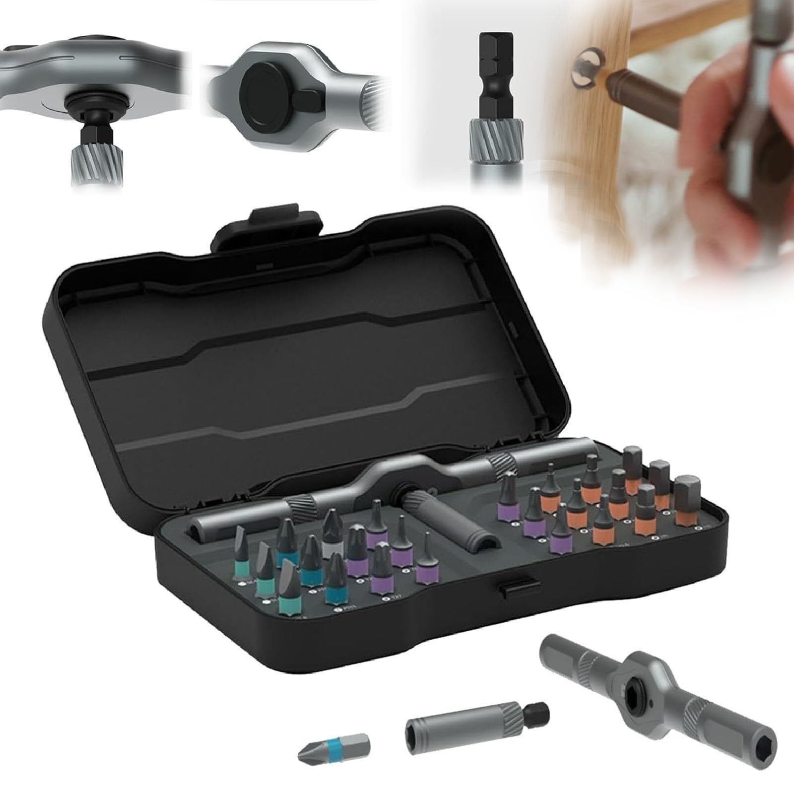 Ratchet Magnetic DIY Screwdriver Set Multi-Bit Precision Repair Kit ...