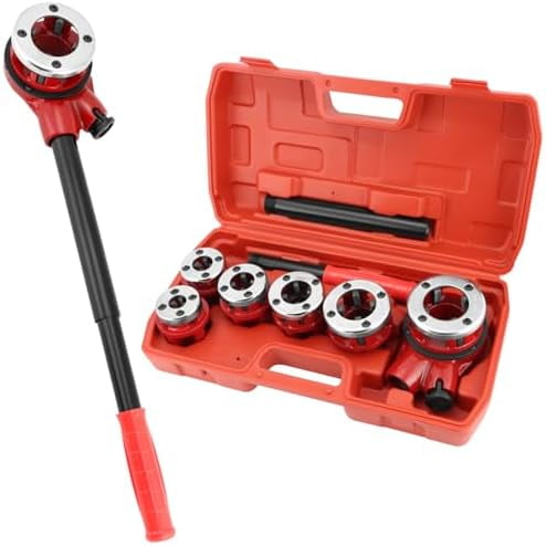 Ratchet Pipe Threader Kit, BSPT Thread Ratcheting Pipe Threading Tool ...