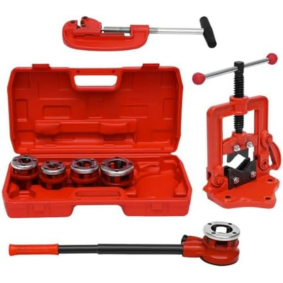 Ratchet Pipe Threader Kit, Ratchet Type Pipes Threader Set with 5 Dies ...