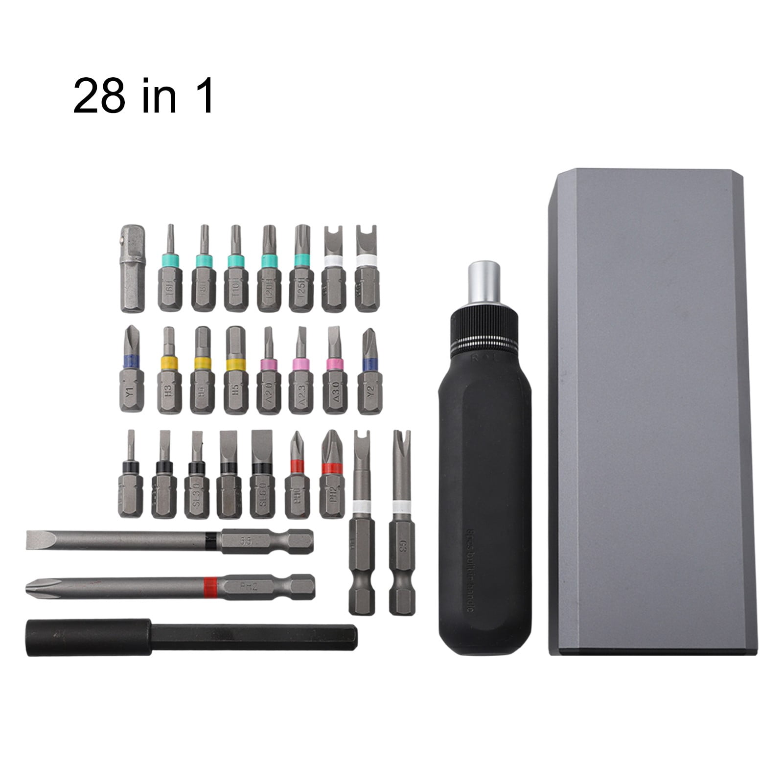 Ratchet Screwdriver Set Press Type Magnetic Bits Suction Storage High ...