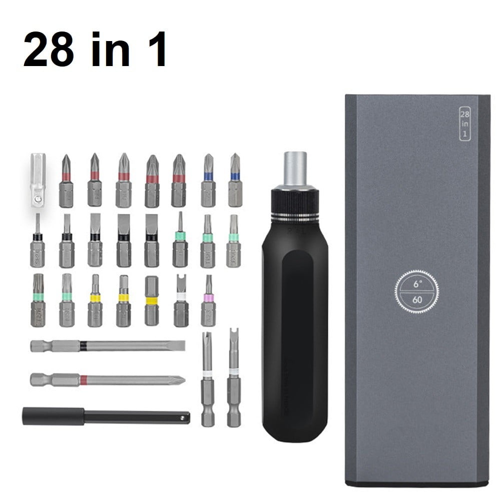 Ratchet Screwdriver Set Press Type Magnetic Bits Suction Storage High ...