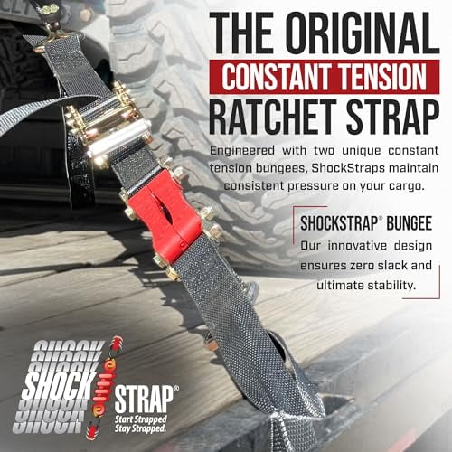 Ratchet Strap, 18’ x 2” Shock Absorbing Heavy Duty Tie downs for Cargo ...