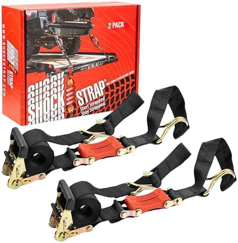 Ratchet Strap, 9’ x 2” Shock Absorbing Heavy Duty Tie downs for Cargo ...
