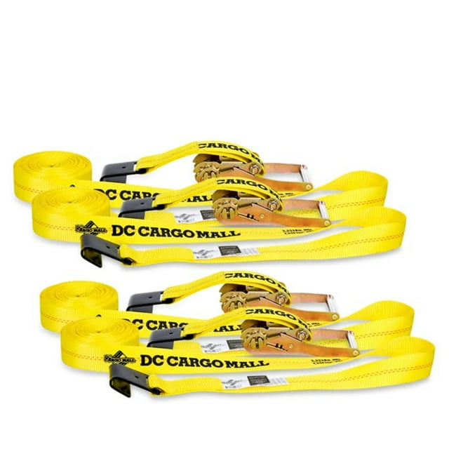 "Ratchet Strap Tie-Downs, 2 in x 27 ft Heavy-Duty Flat Hook Trailer ...