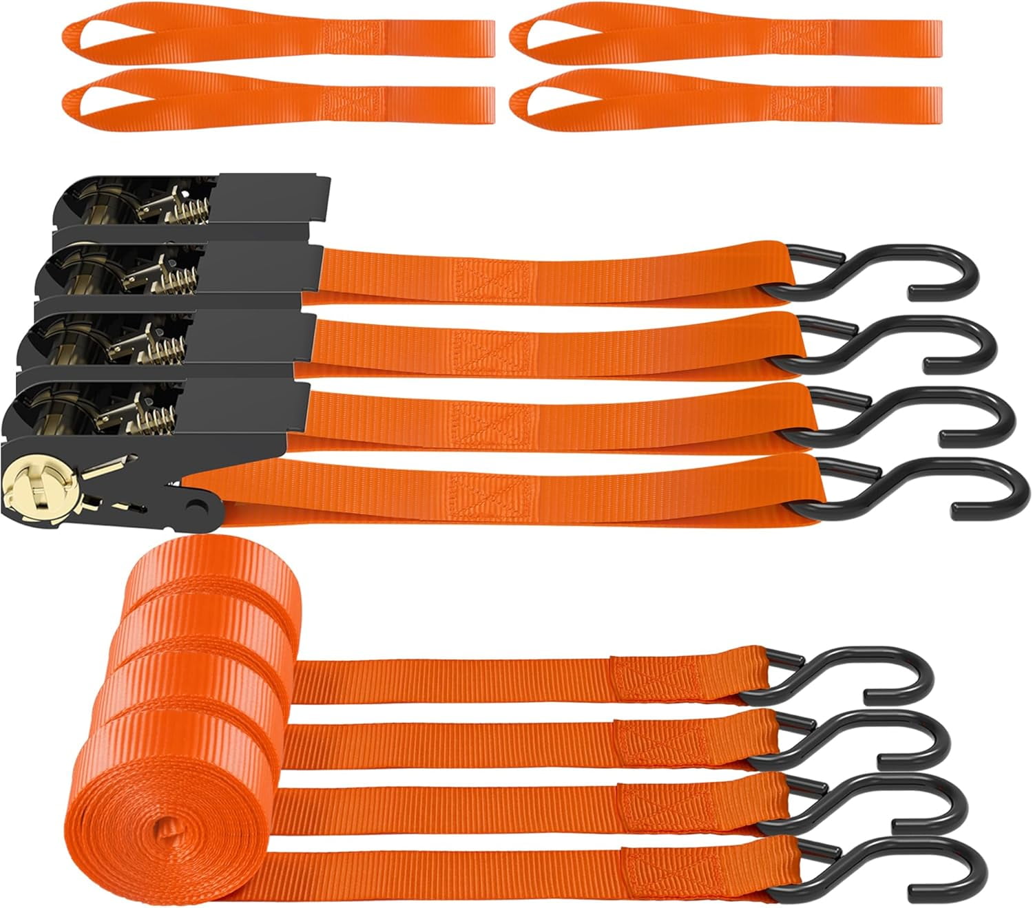 Ratchet Straps, 1500 lbs Breaking Strength - Premium 4X 15ft Tie Down ...