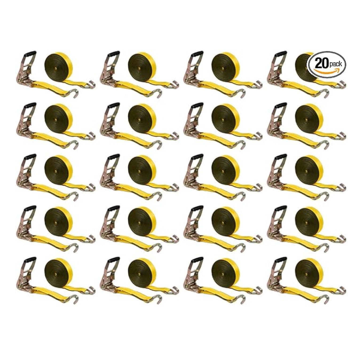 Ratchet Straps 2" x 40' (20 Pack) - Yellow Heavy Duty Tie Down - 10,000 ...