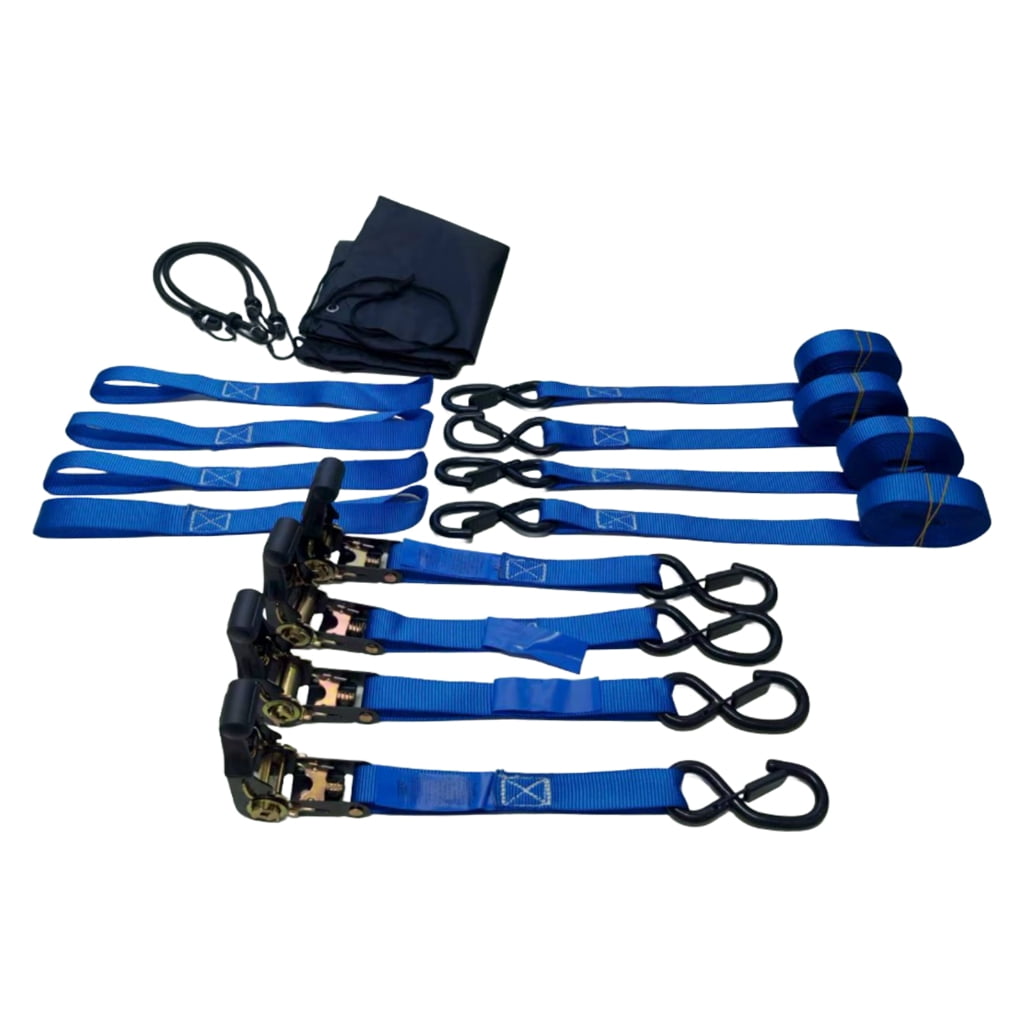 Ratchet Tie Down Straps 2200Lbs Break Strength Padded Handles S Hooks ...