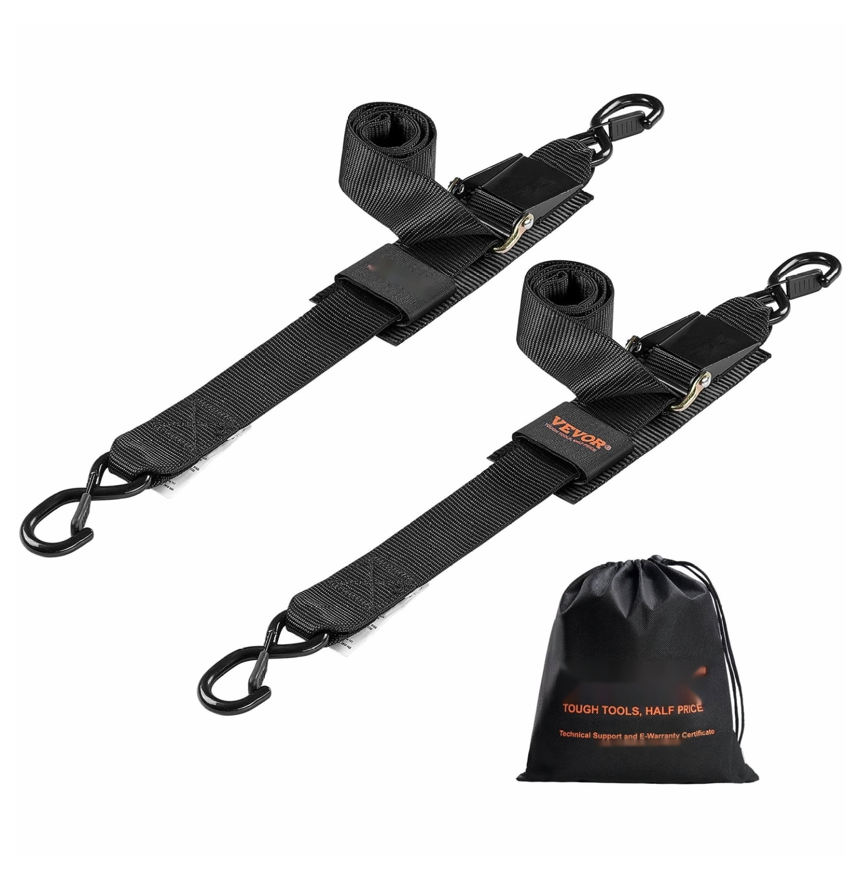 Ratchet Straps 2x4 ft (2 Pack) - Boat Tie Down Straps, Retractable ...