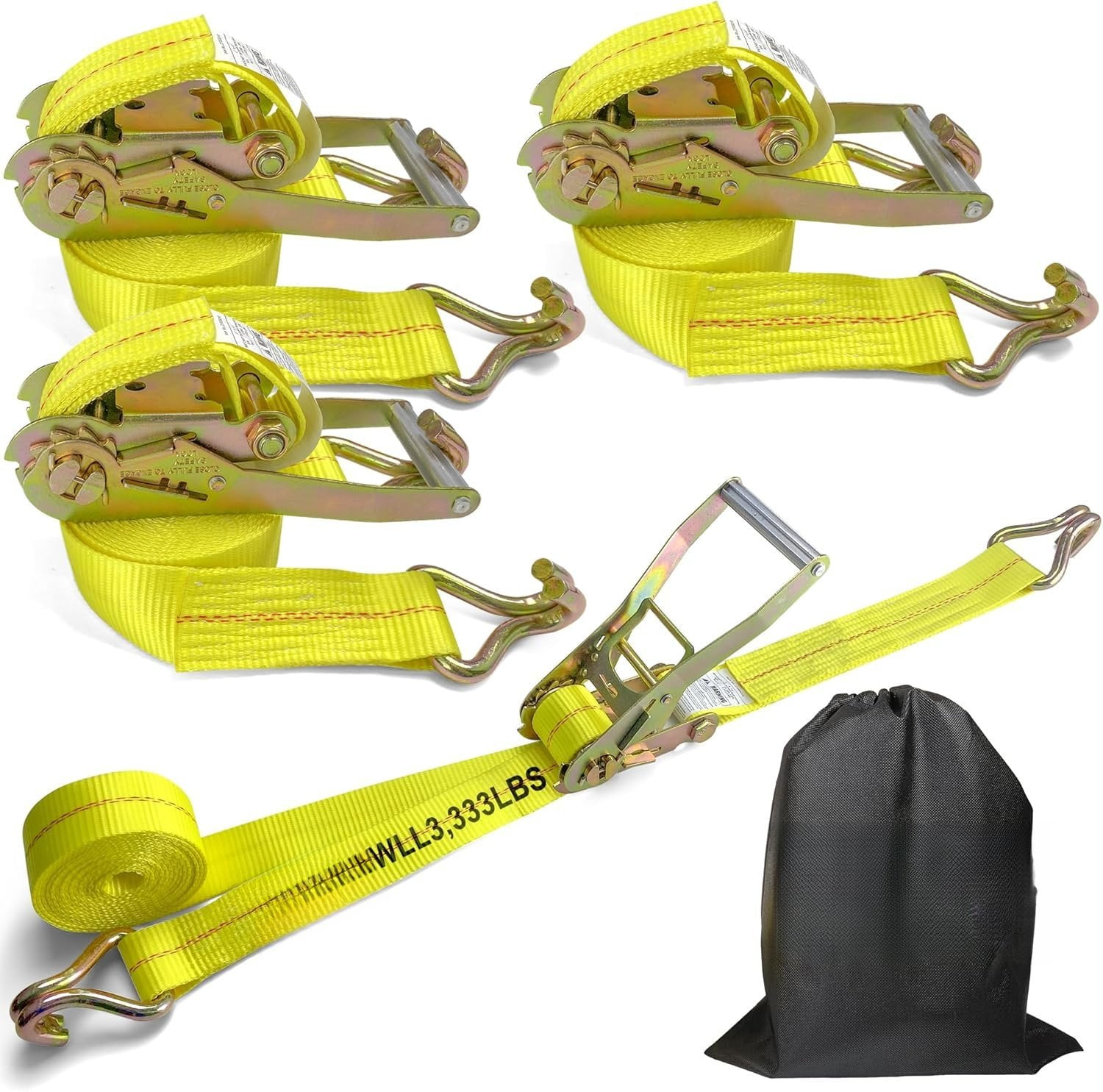 Ratchet Straps (4 ), 2" x 15' Ratchet Strap 10,000 Lbs Break Strength ...