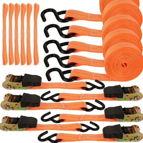 Ratchet Straps 6pack 20ft Ratchet Tie Down Straps 1700 Lb Break