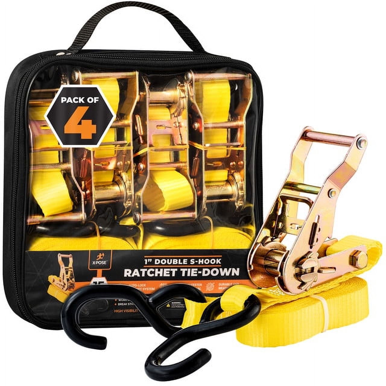 Ratchet Straps Heavy Duty - 1 Inch x 15 Foot Tie Down Straps Ratchet ...