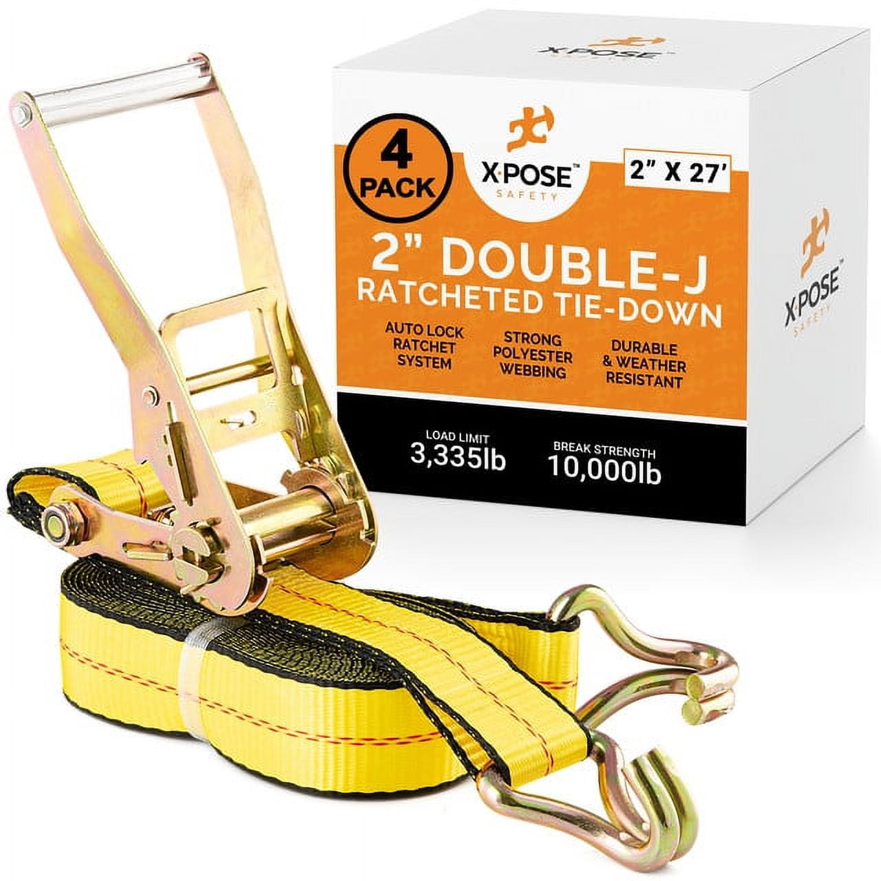 Ratchet Straps Heavy Duty - 2 Inch x 27 Foot Tie Down Straps Ratchet ...