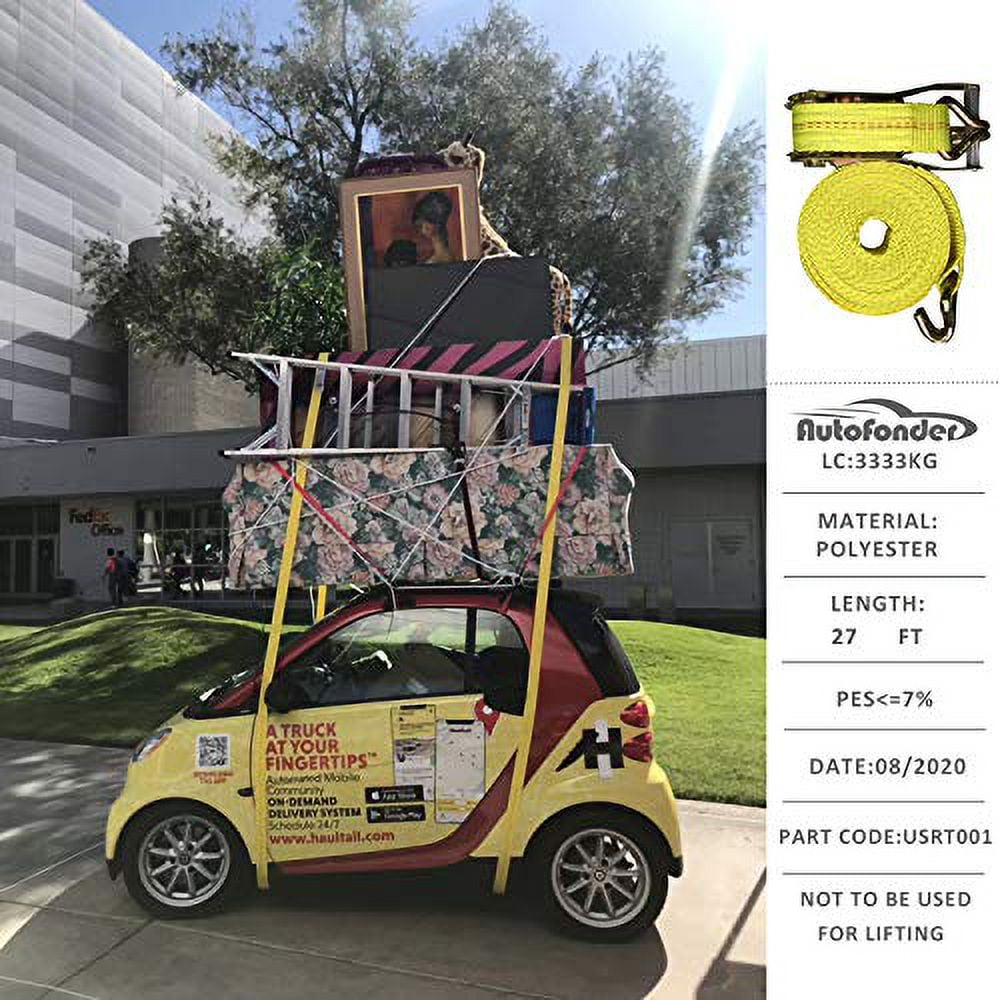 Ratchet Tie-Down Straps 2" x 27' Ratchet Straps Yellow | 10,000 Lbs ...