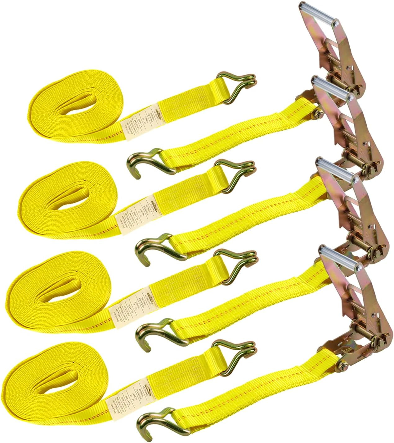 Ratchet Tie-Down Straps 2" x 27' Ratchet Straps Yellow | 10,000 Lbs Breaking Strength | TieDown ...
