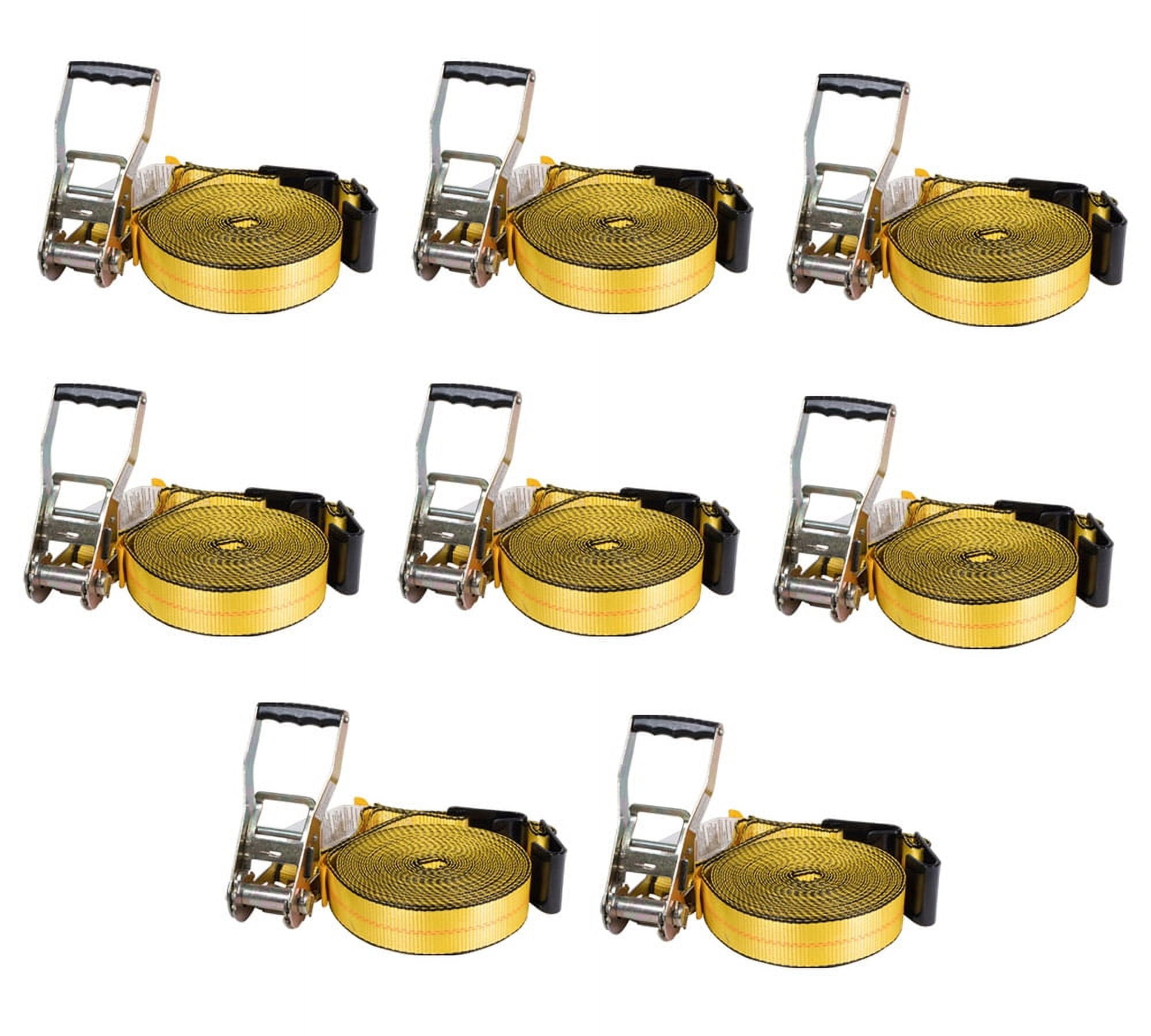 Ratchet Tie-Down Straps with Flat Hooks, 2" x 40' Ratchet Straps Yellow ...