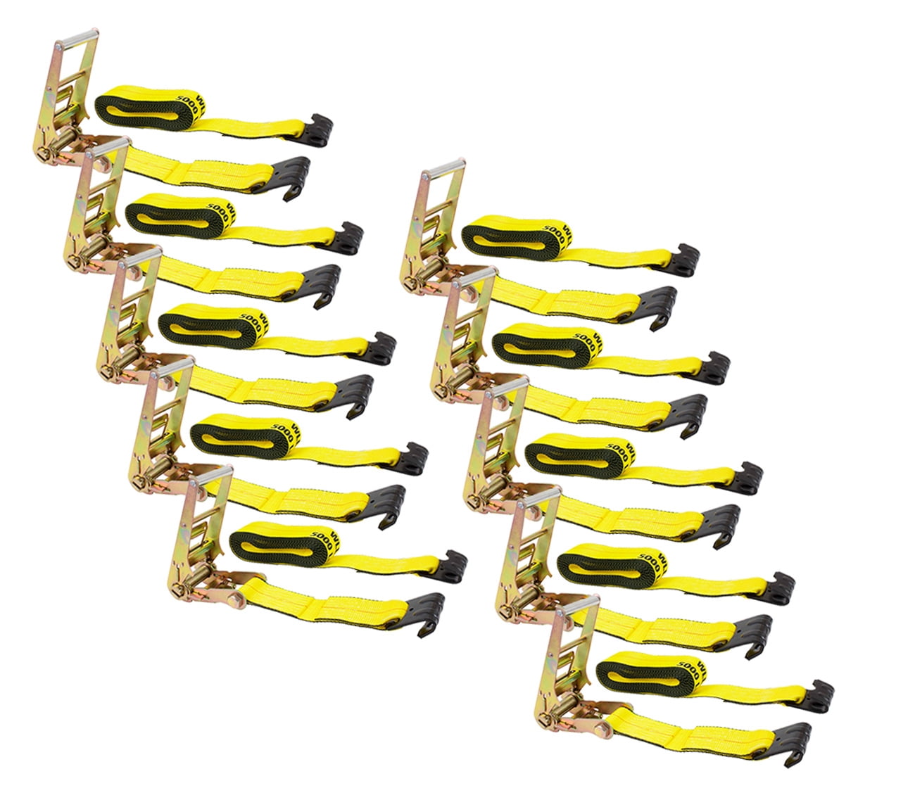 Ratchet Tie-Down Straps with Flat Hooks, 3" x 30' Ratchet Straps Yellow ...