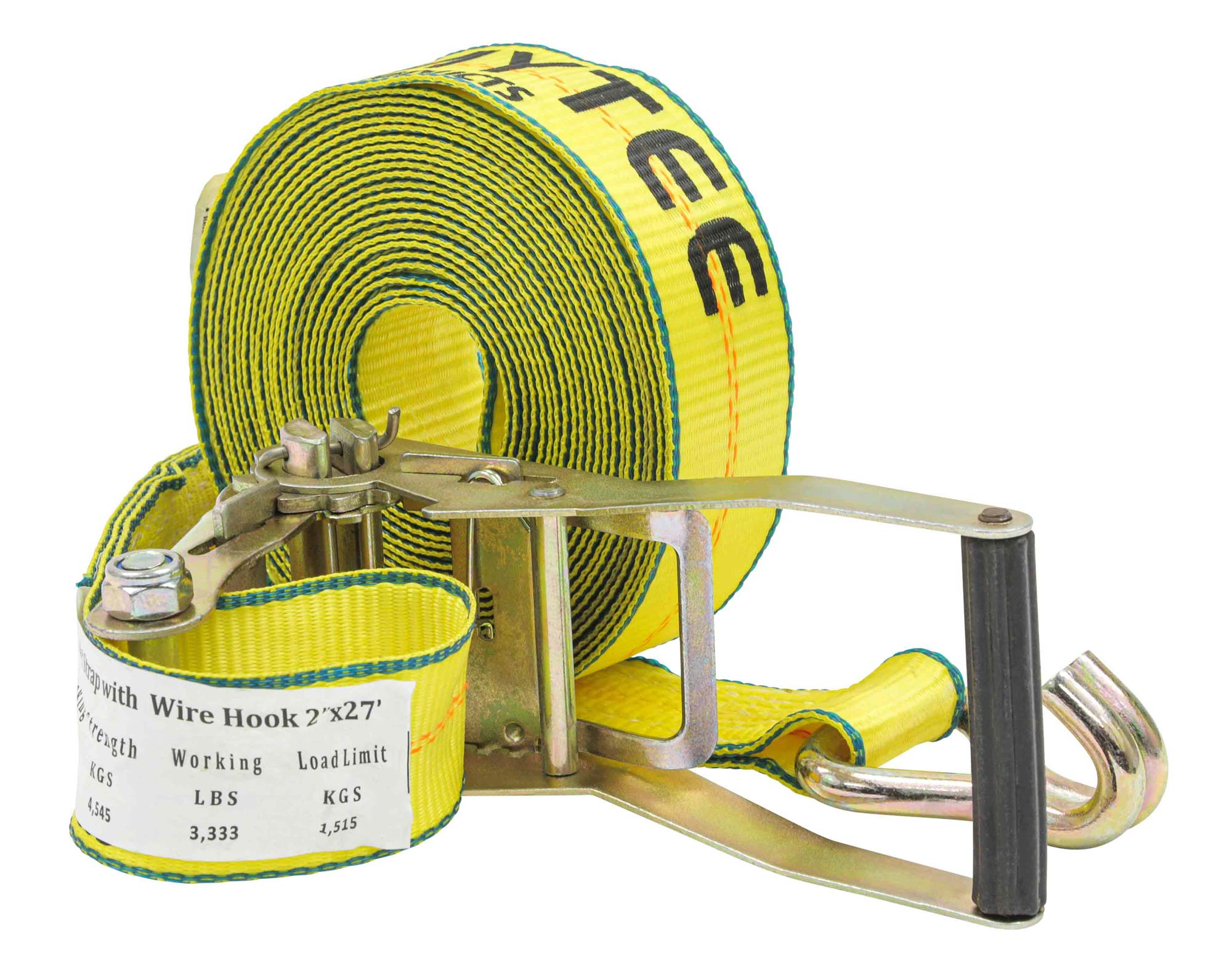 Ratchet Tie-Down Straps with Wire Hook, 2" x 27' Ratchet Strap | 10,000 ...