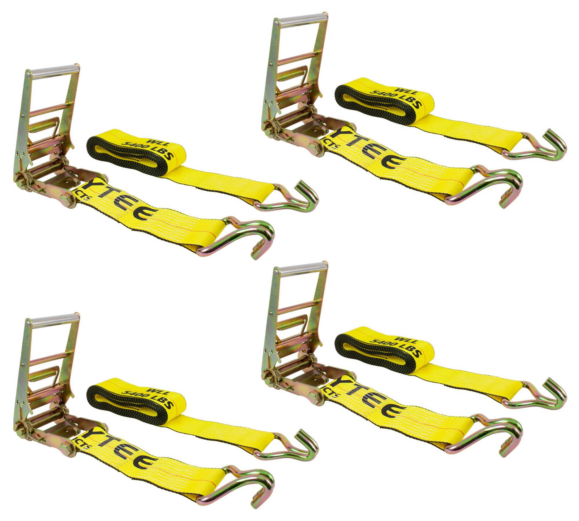 Ratchet Tie-Down Straps with Wire Hook, 4" x 30' Yellow Ratchet Strap ...