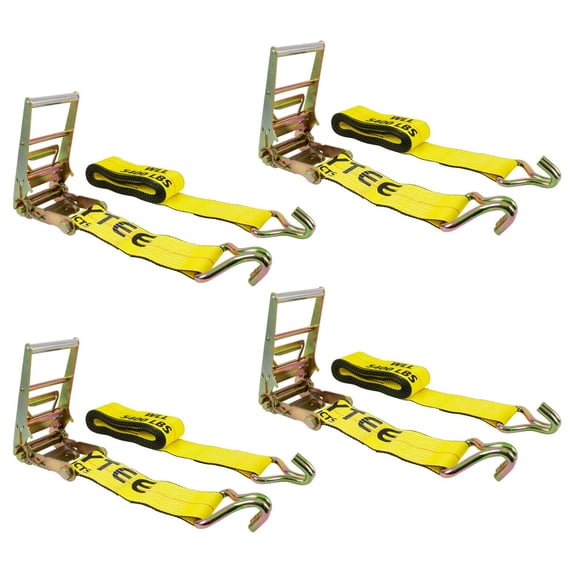 Ratchet Tie-Down Straps with Wire Hook, 4" x 30' Yellow Ratchet Strap ...