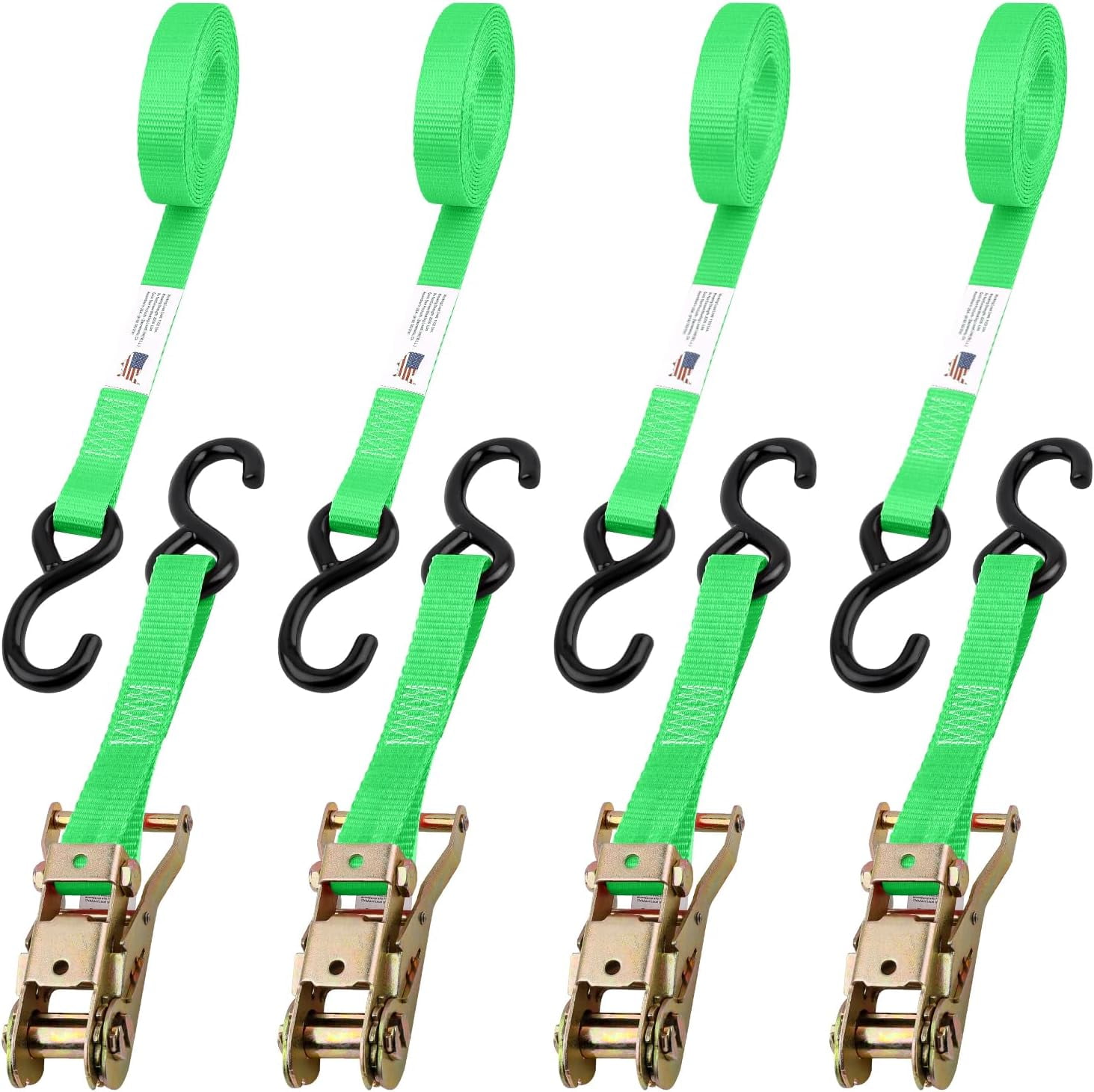 Ratchet Tie Down Straps (4 Pack) - 3,306lb Max Break Strength incl. (4 ...