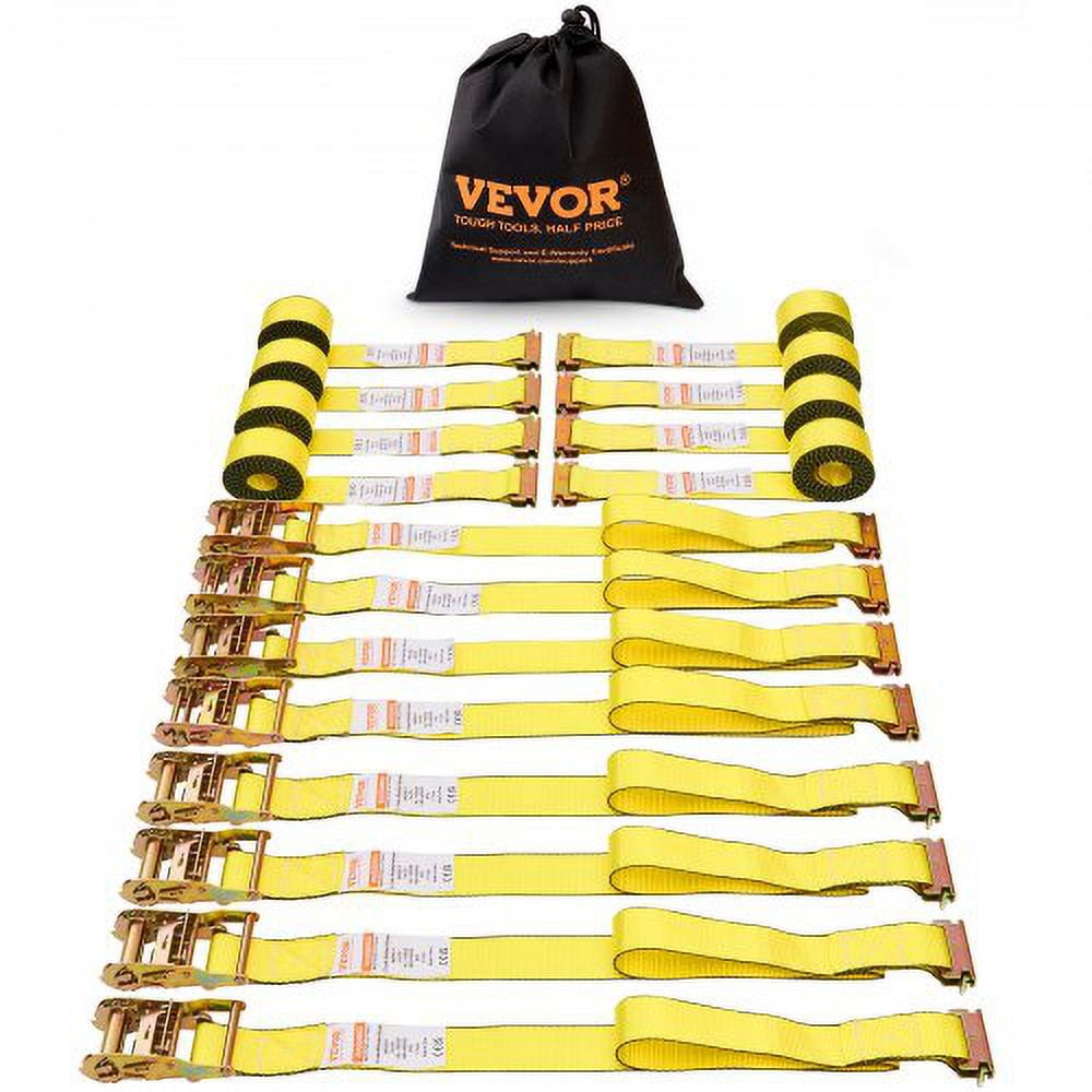 Ratchet Tie Down Straps (8PK), 4400 lb Break Strength, E-Track Endless ...