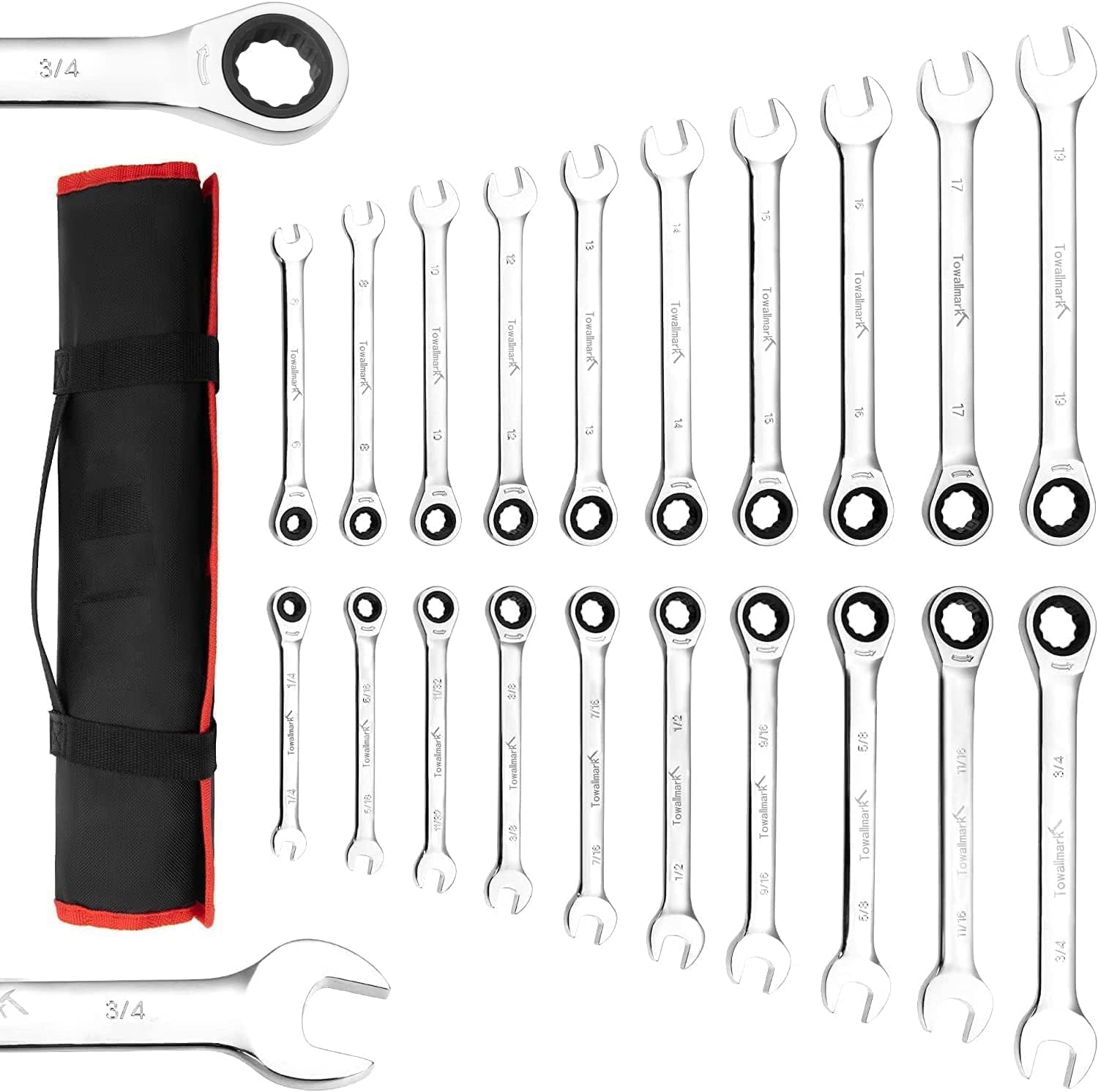 Ratchet Wrench Set Metric Standard: 20-Piece Combination Ratcheting ...