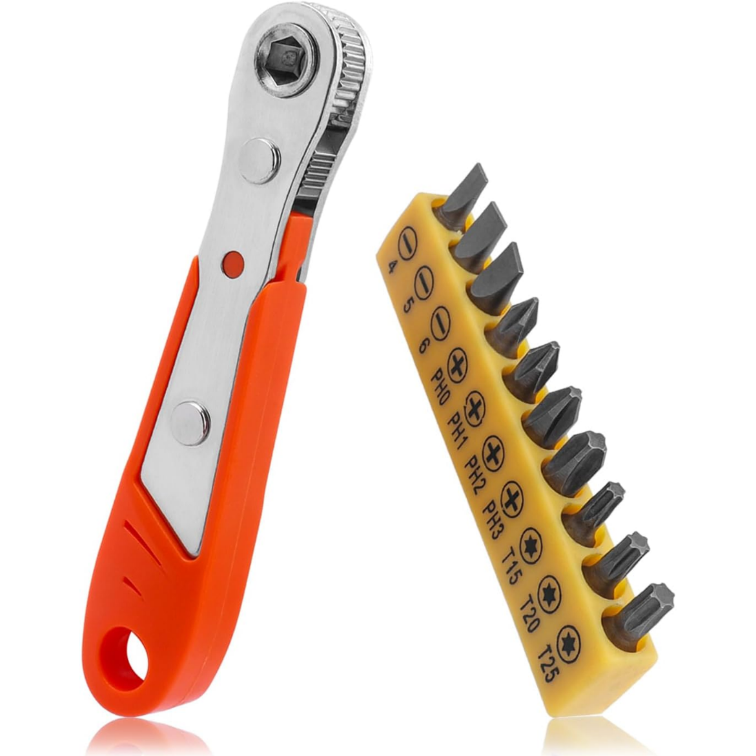 Ratchet Wrench with 10 Types Screwdriver Bits Set 90 Degree Right Angle ...