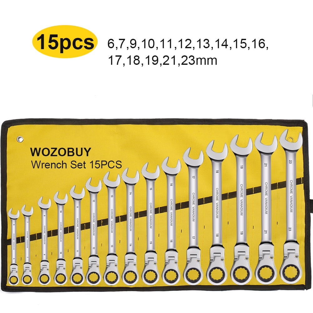 Ratcheting Combination Wrench Set, 6-23mm Metric Flex Head Ratcheting ...