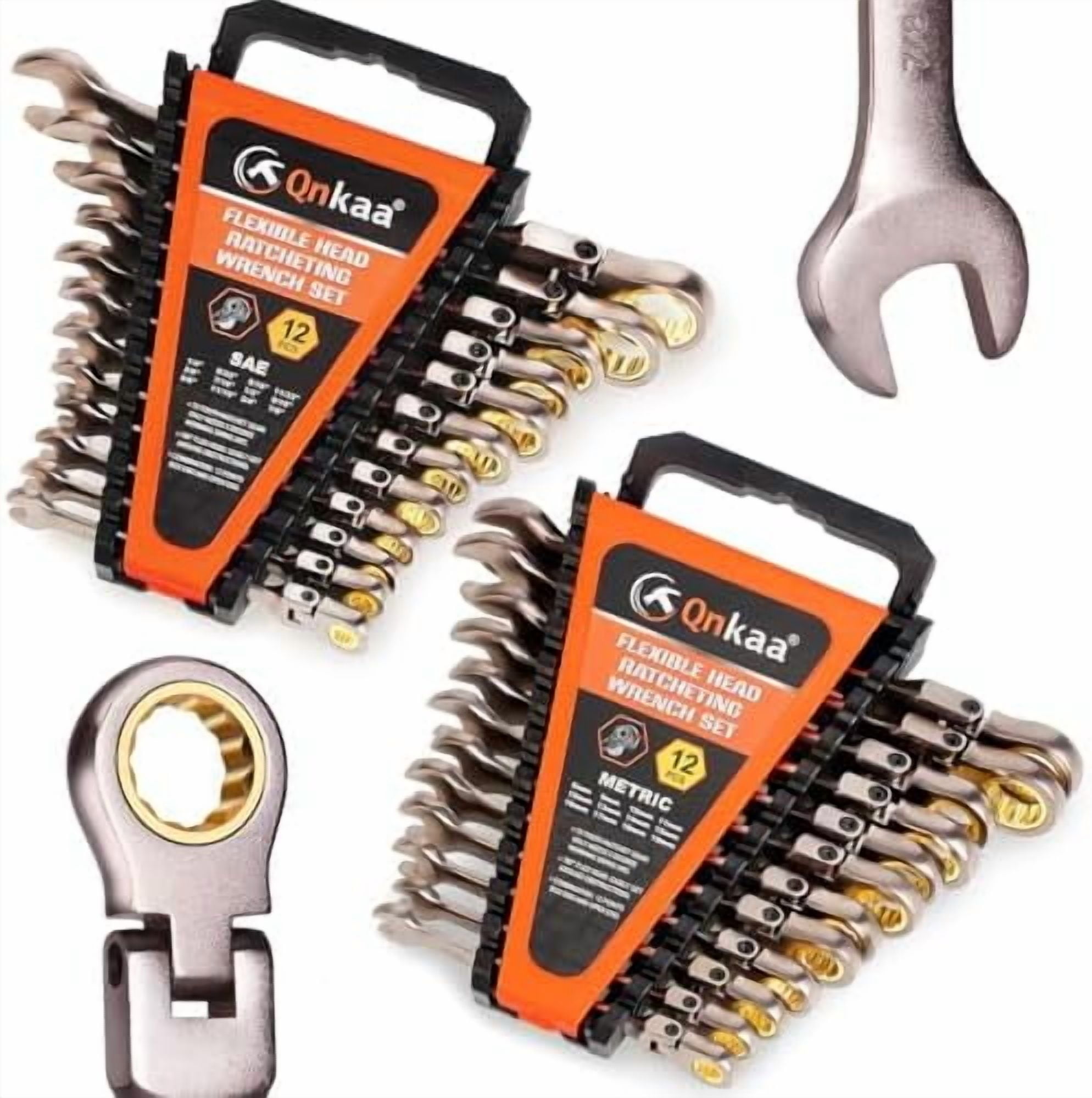 Ratcheting Combination Wrench Set Flexible Box Head 24pcs Metric 8-19mm ...