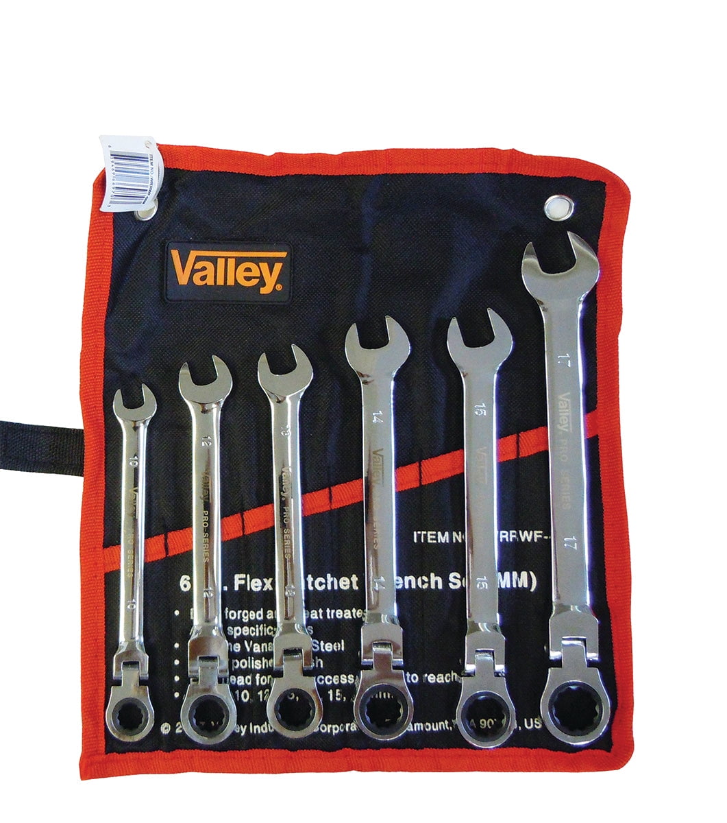 Ratcheting Flex Head Wrench Set 6pc Metric with Pouch - Walmart.com