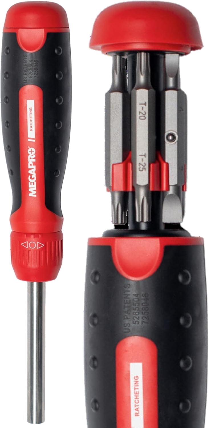 Ratcheting Screwdriver - 13-in-1 Multi Bit Screw Driver w/ ¼" Hex Shaft ...