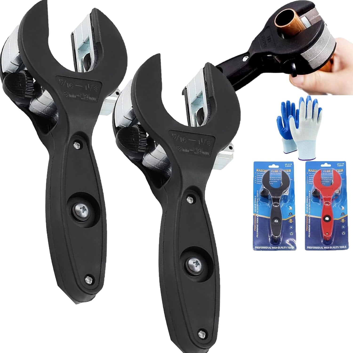 Ratcheting Tubing Cutter, Tubing Cutter 1/4" To 7/8", 2 in 1 Close ...