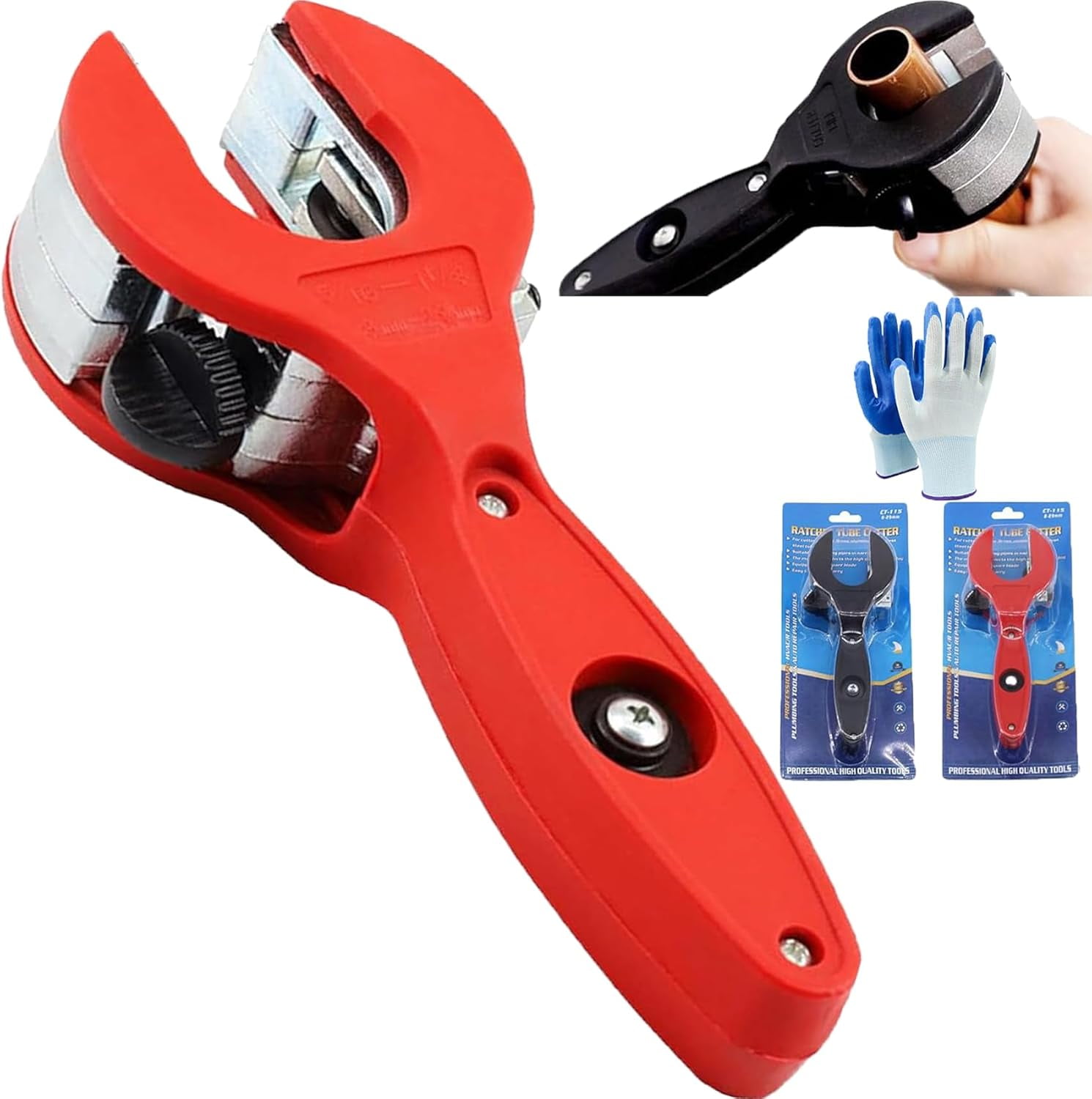 Ratcheting Tubing Cutter, Tubing Cutter 1/4" To 7/8", 2 in 1 Close ...