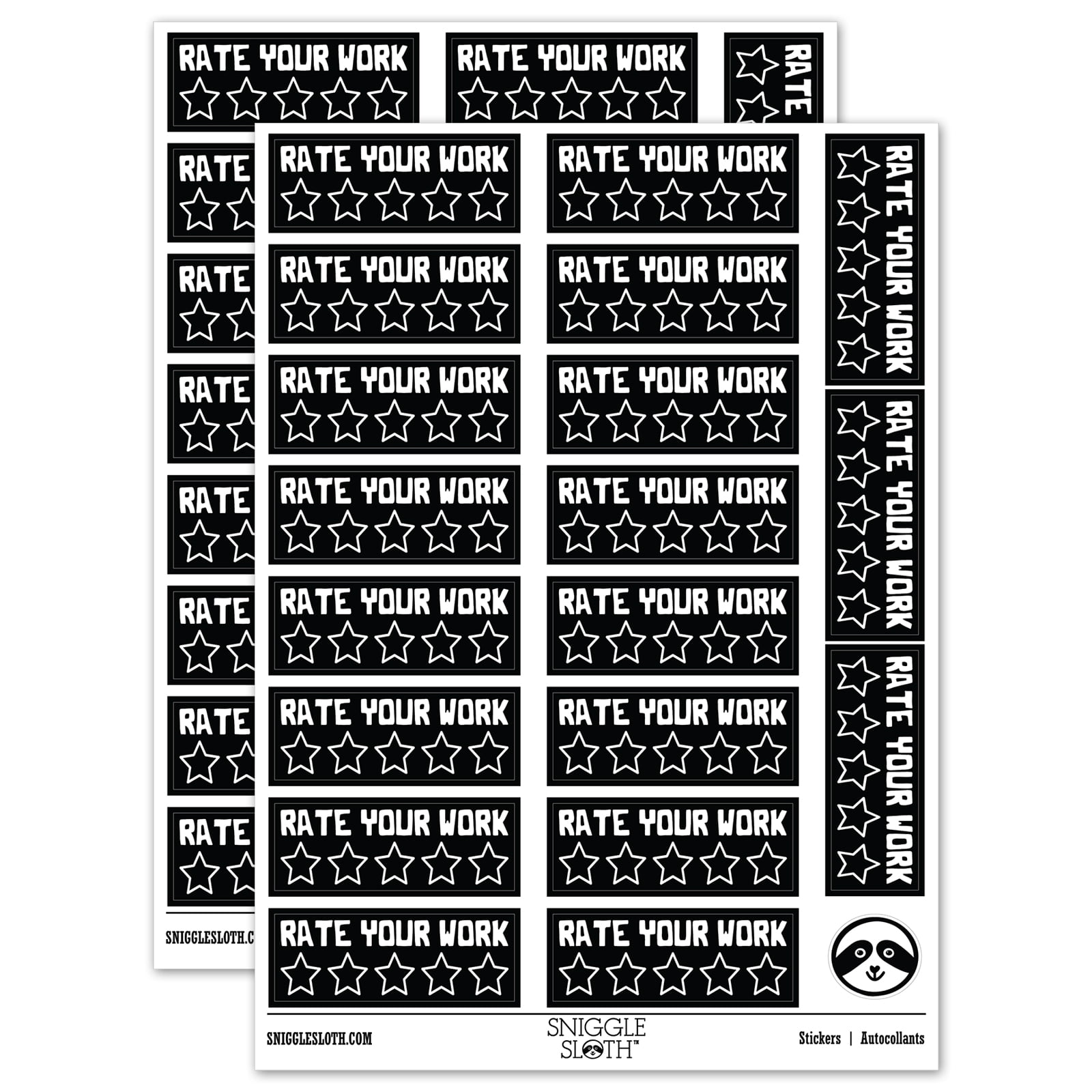 Rate Your Work Blank Stars Teacher Student School Sticker Set - Black ...
