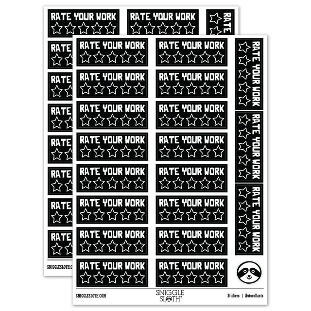 Rate Your Work Blank Stars Teacher Student School Sticker Set - Black ...