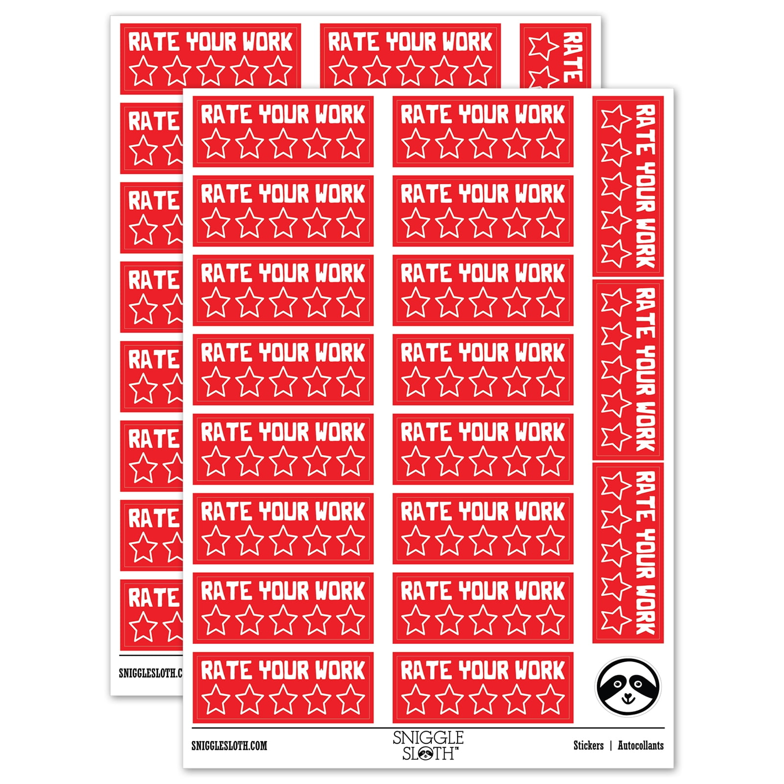 Rate Your Work Blank Stars Teacher Student School Sticker Set - Red ...