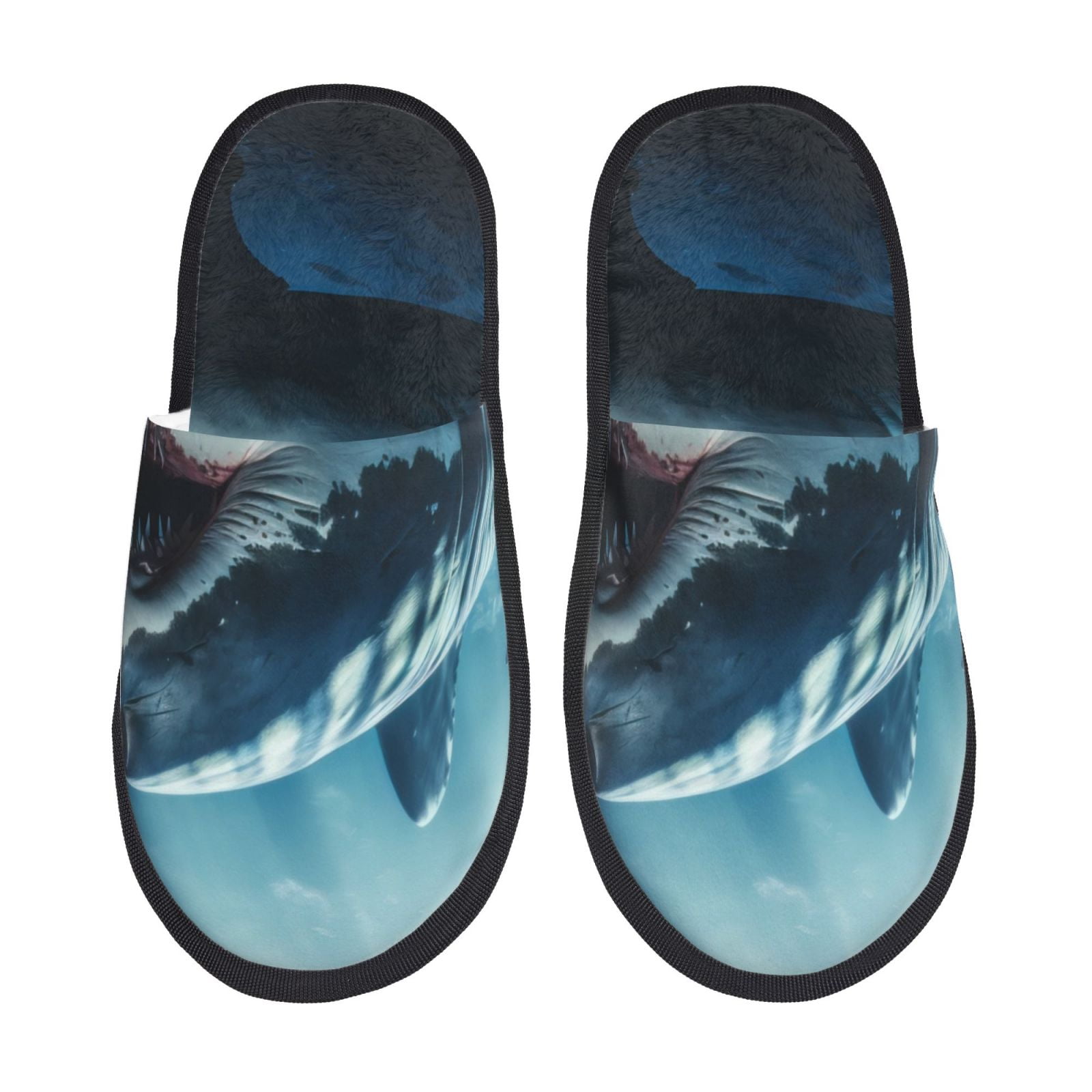 Rateoe 3D Realistic Shark Pattern Fuzzy Slippers Fuzzy Soft House ...