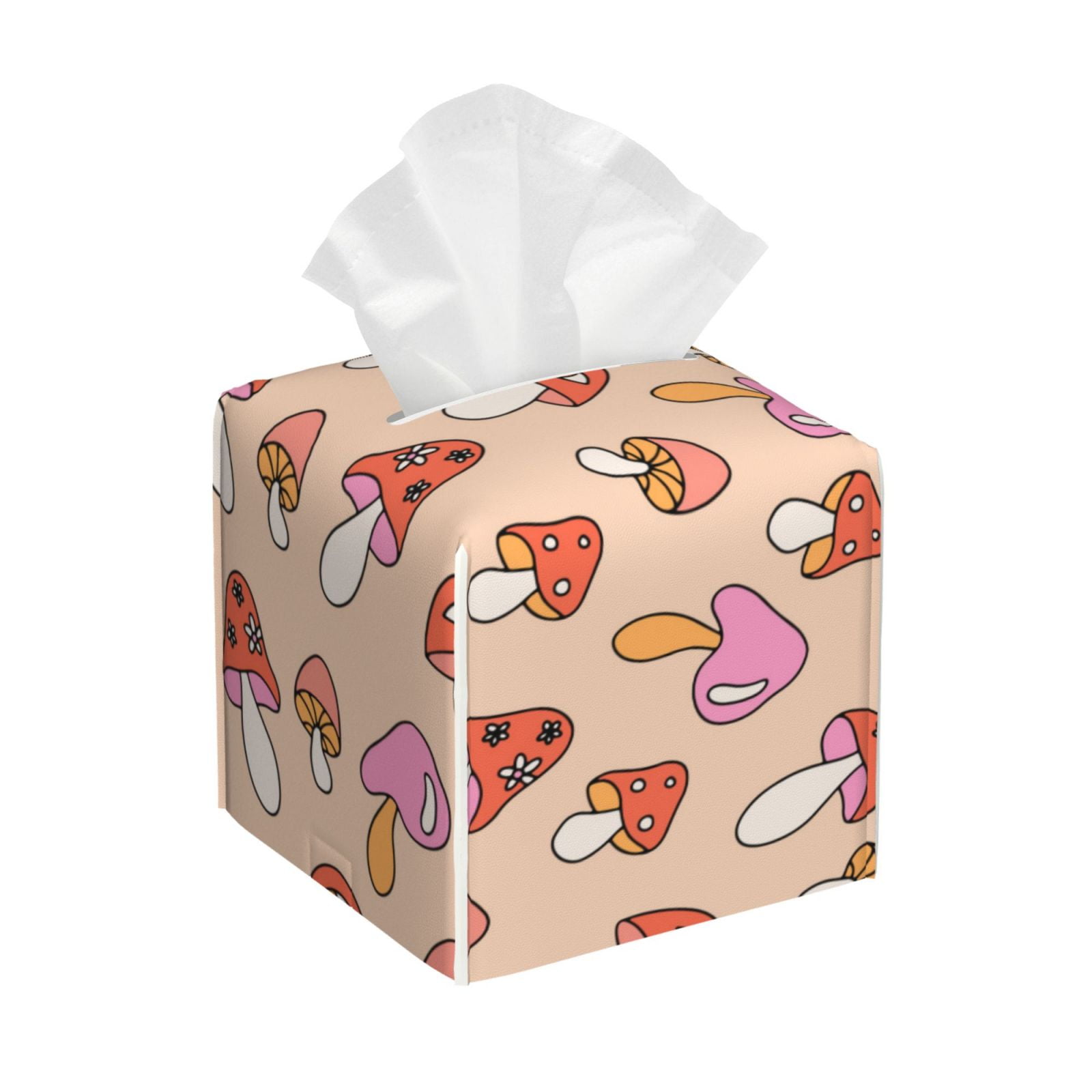 Rateoe 70s Mushroom Pattern Tissue Box Cover, Modern Square Decorative ...