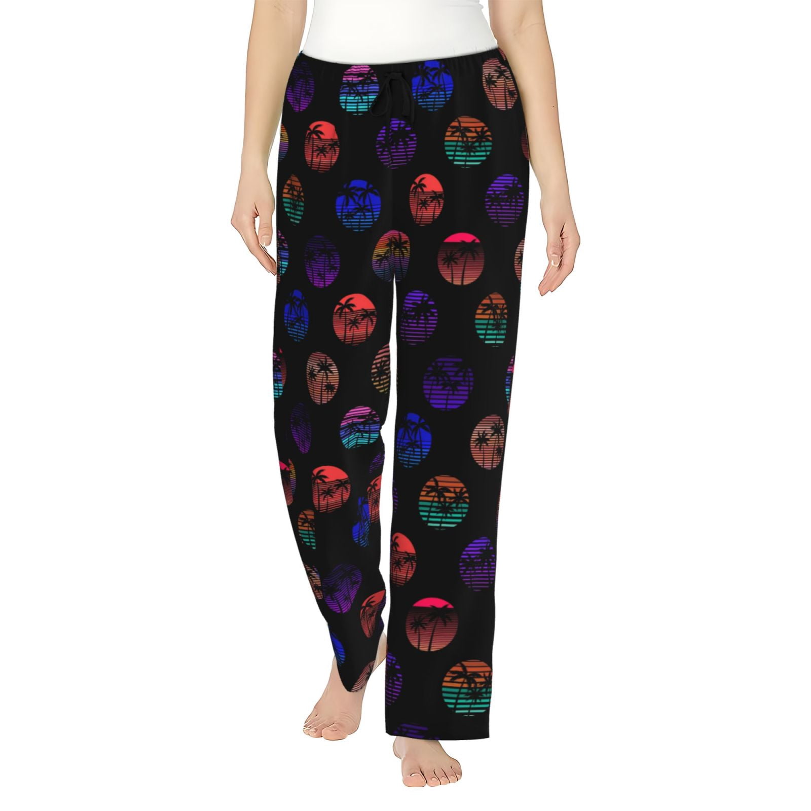 Rateoe 80s Style Palm Trees Pattern Women’s Ultra-Soft Comfy Pajama ...
