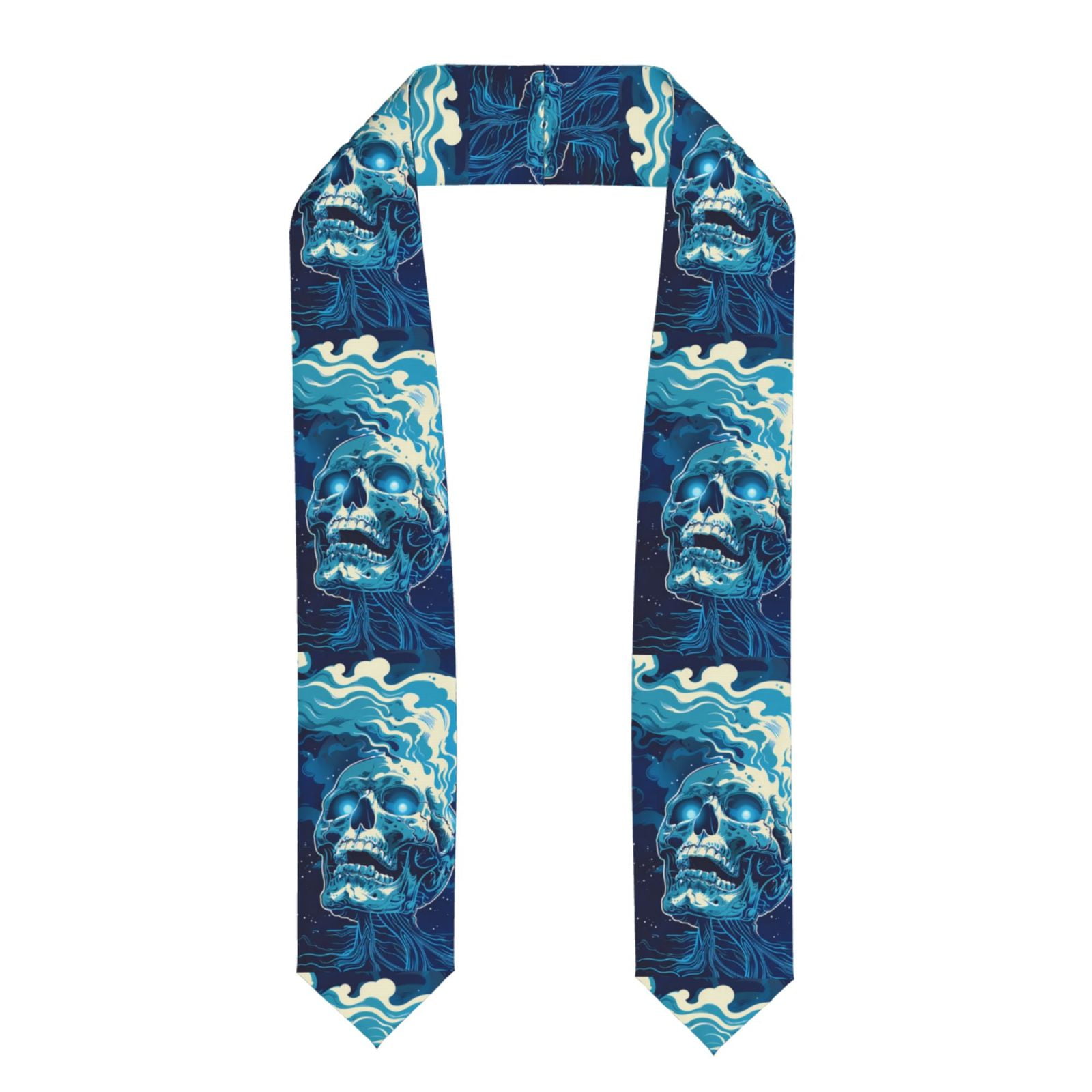 Rateoe Abstract Blue Skull Pattern Graduation Shawl Stole – Elegant ...