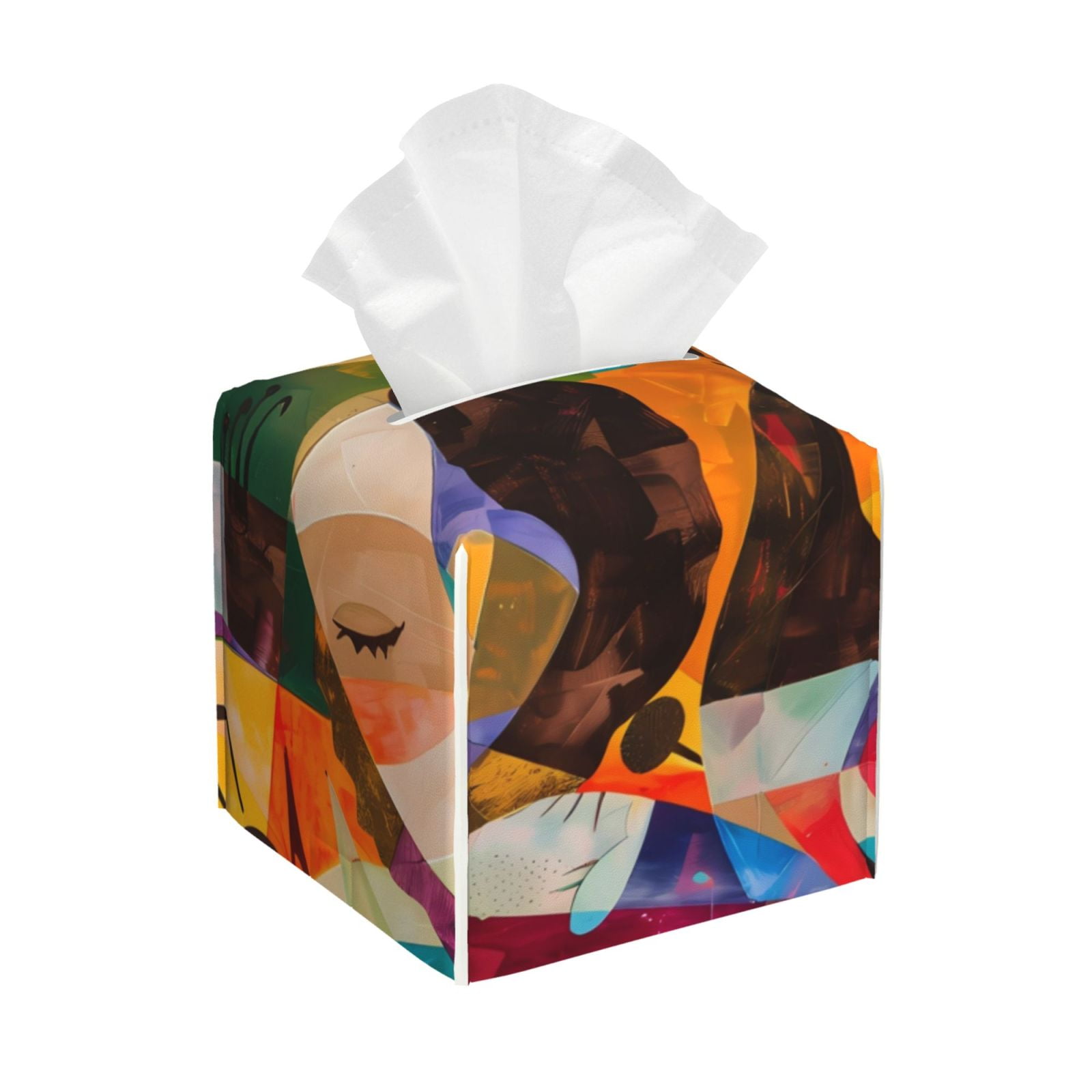 Rateoe Abstract Musical Faces Pattern Tissue Box Cover, Modern Square ...