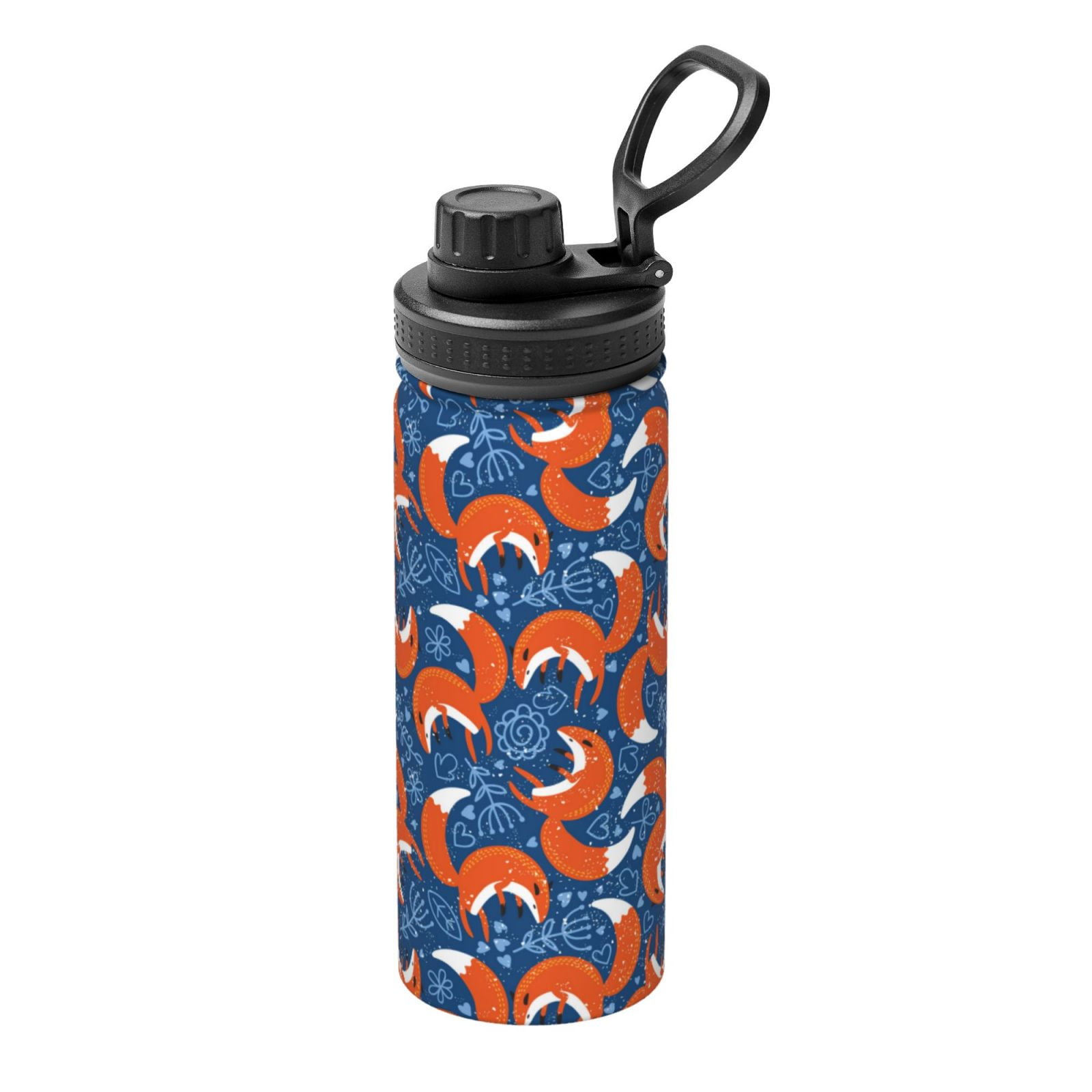 Rateoe Abstract Vintage Fox and Plants Printed 18oz Sports Insulated ...