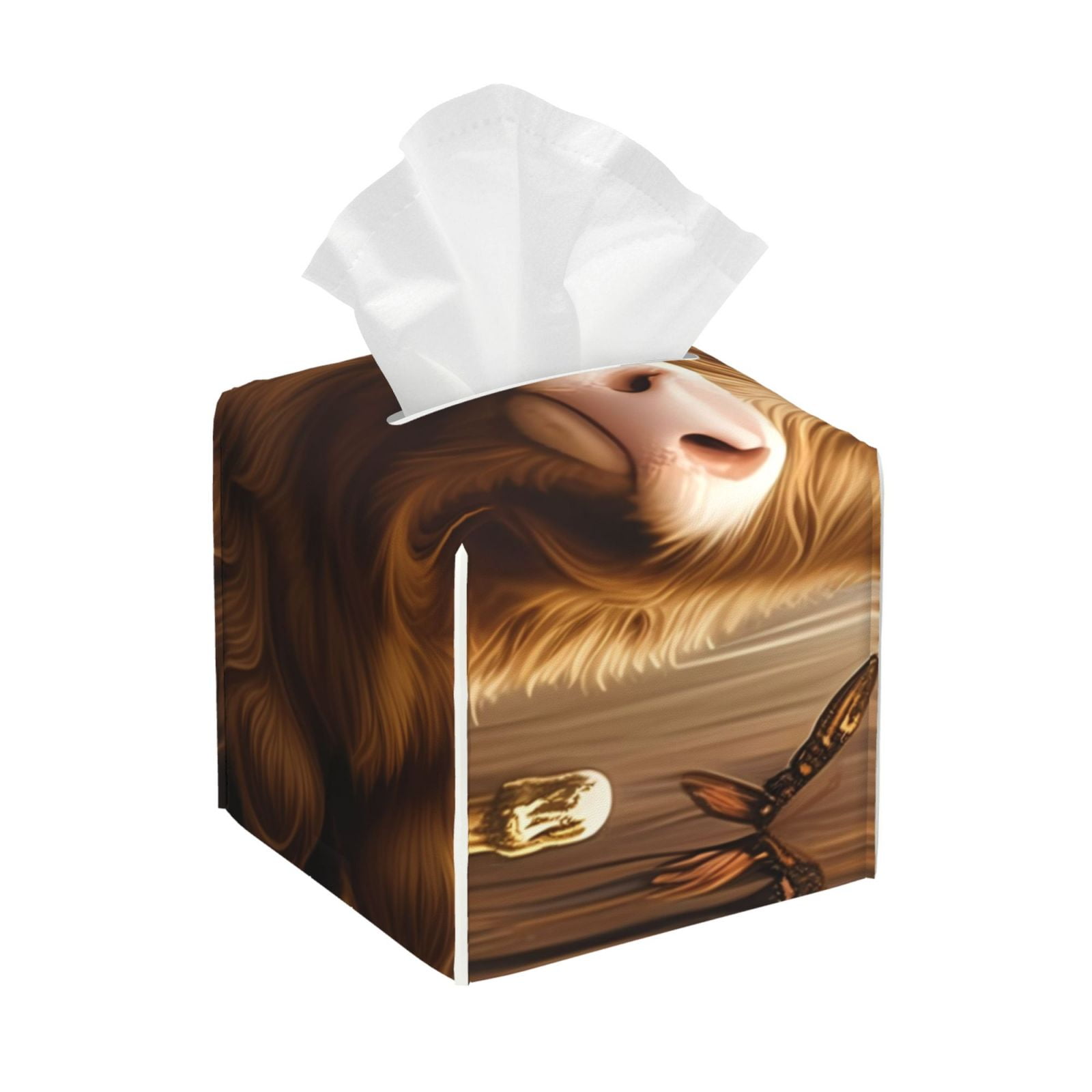Rateoe Adorable Calf Butterflies Champagne Pattern Tissue Box Cover ...
